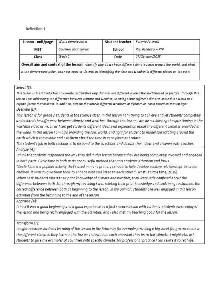 Reflection 1 | PDF | Earth | Climate