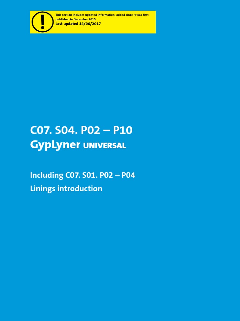 White Book C07 S04 Linings GypLyner UNIVERSAL | PDF | Drywall | Wall