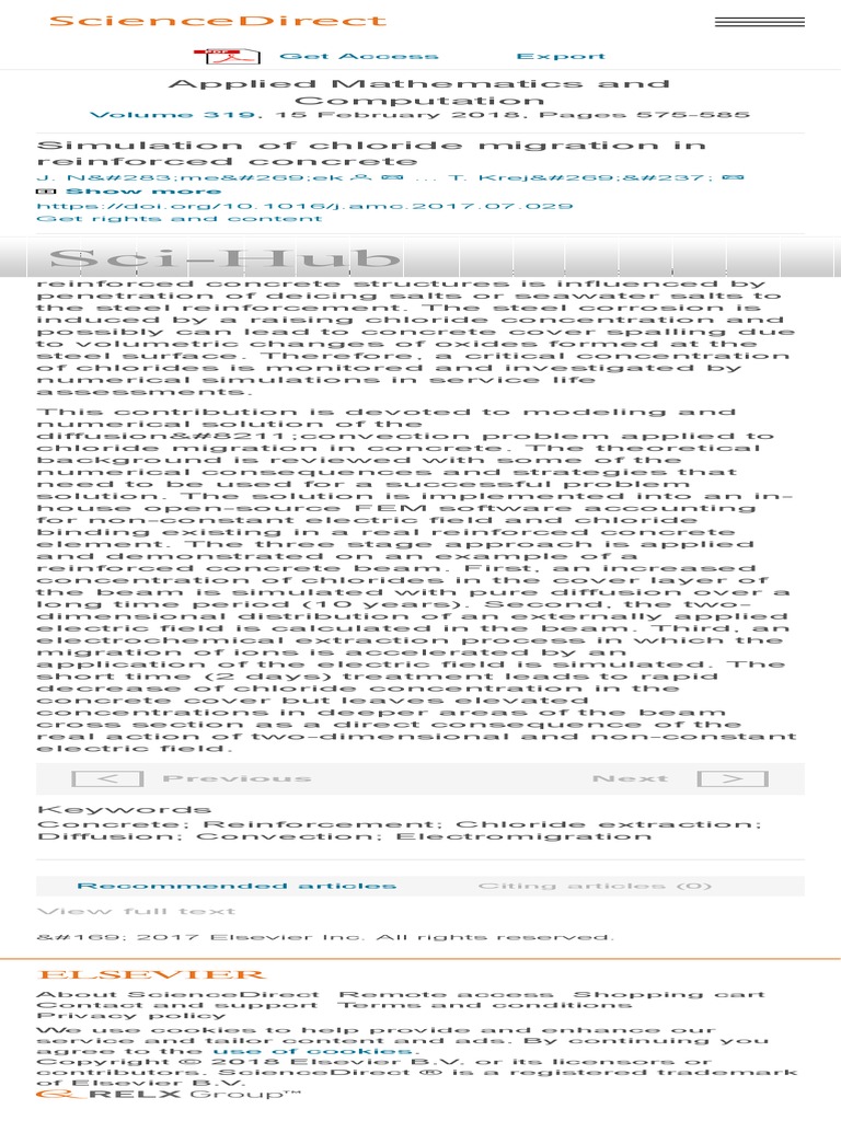 Sci-Hub: Applied Mathematics and Computation | PDF | Reinforced Concrete | Chloride