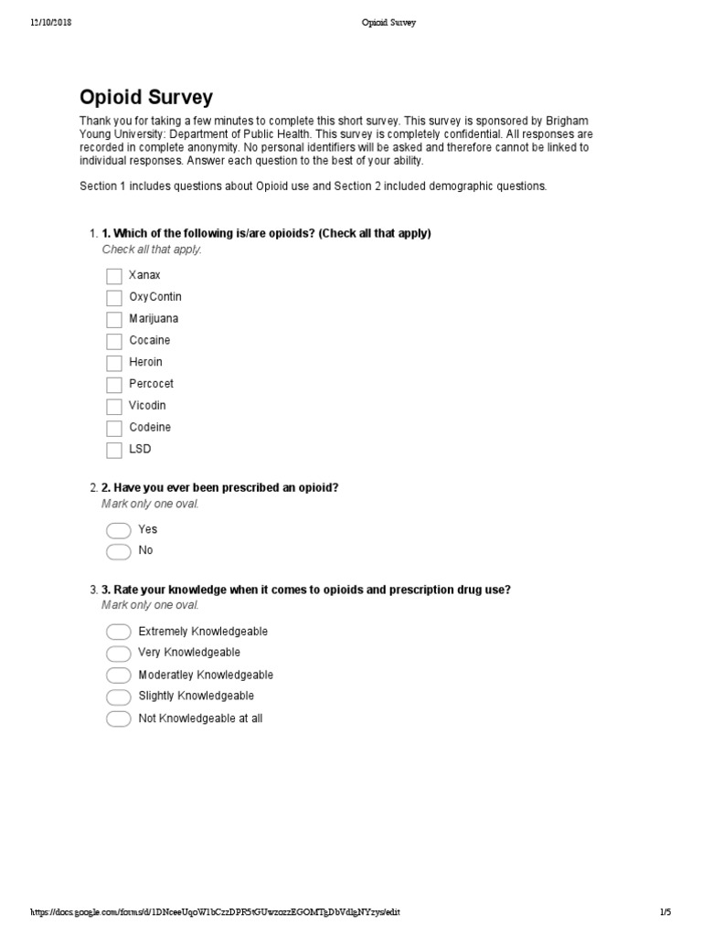 Opioid Survey | PDF | Opioid | Race And Ethnicity In The United States ...