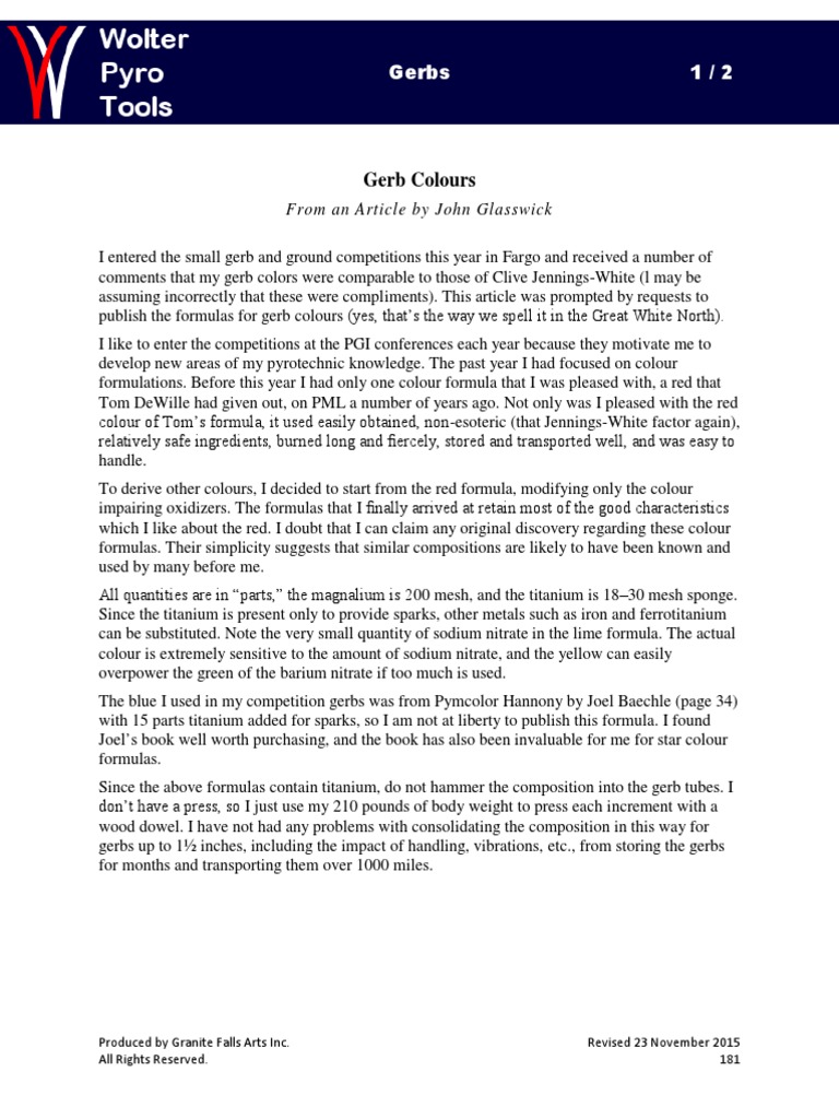 Gerb Colours: Gerbs 1 / 2 | PDF | Chemical Substances | Chemistry