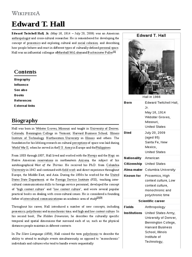 Edward T. Hall | PDF | Psychological Concepts | Human Communication