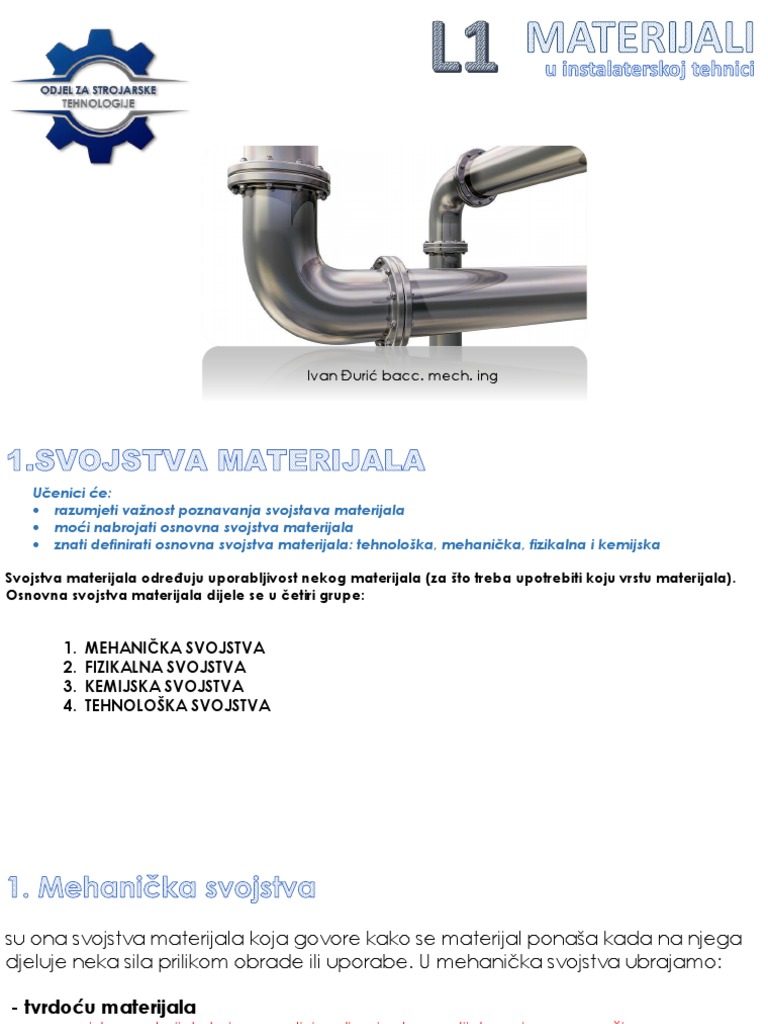 L1 - Svojstva Materijala | PDF