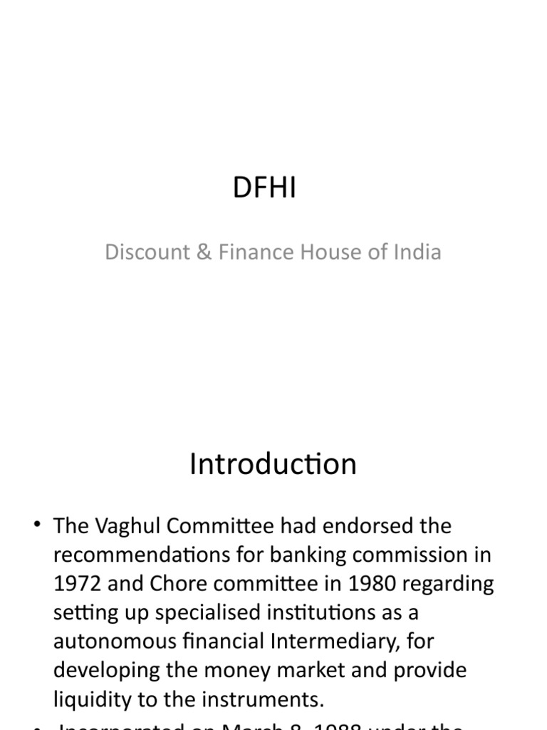 Discount & Finance House of India | PDF | Money Market | Banks