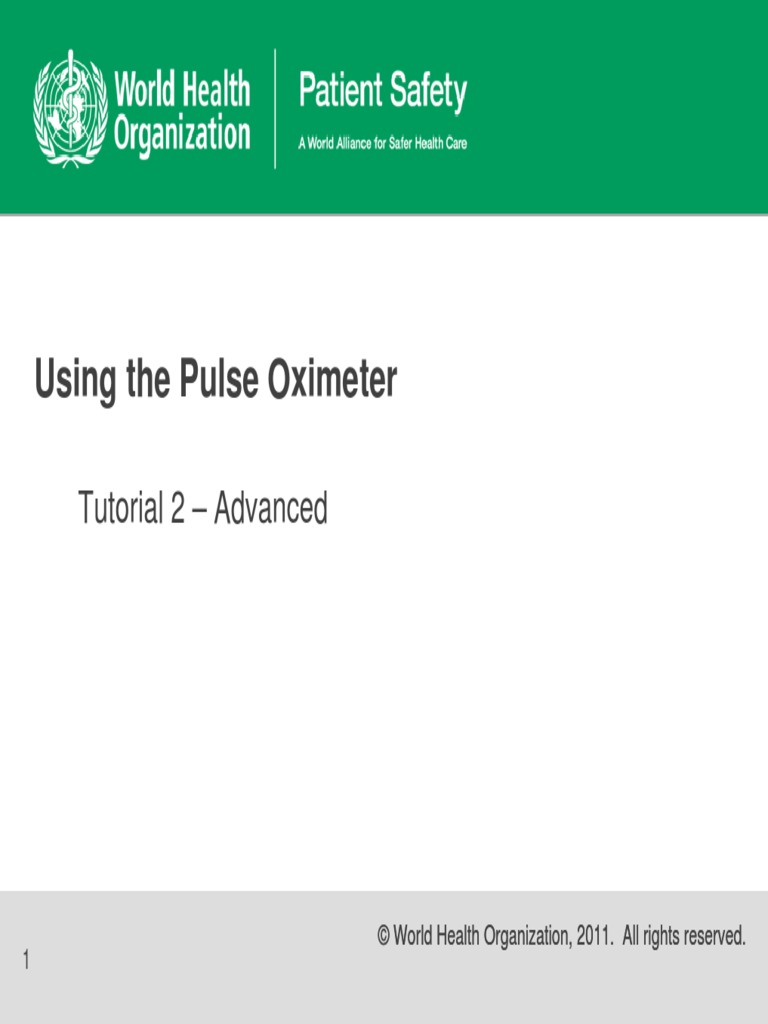 Pulse Oximetry Training Manual WHO 2.1 | PDF | Hypoxia (Medical ...