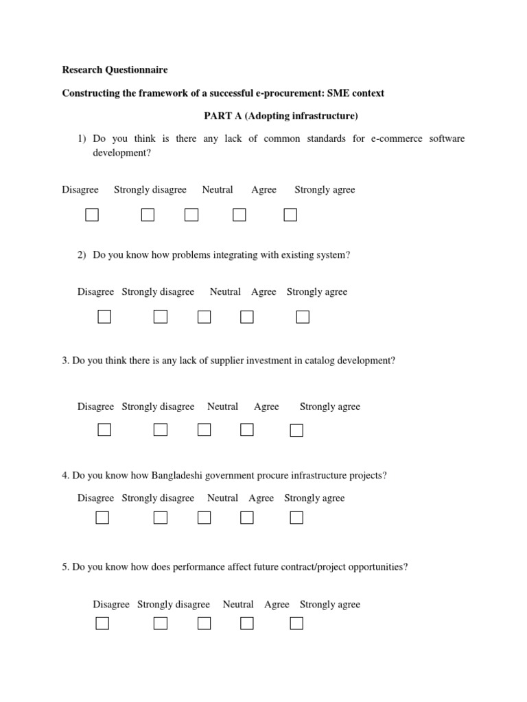 Research Questionnaire Constructing The Framework of A Successful E ...