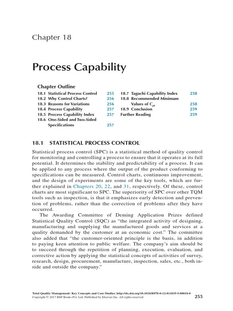 Process Capability: Chapter Outline | PDF | Business Process | Quality ...