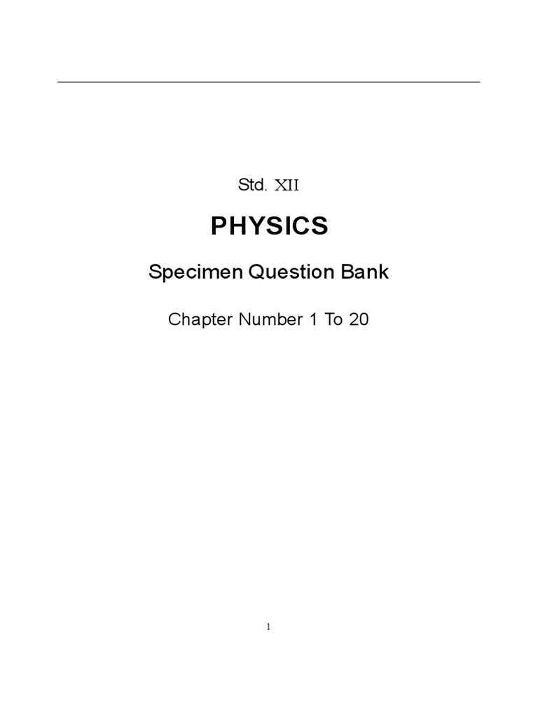 Physics XII Specimen Question Bank | PDF | Rotation Around A Fixed Axis ...