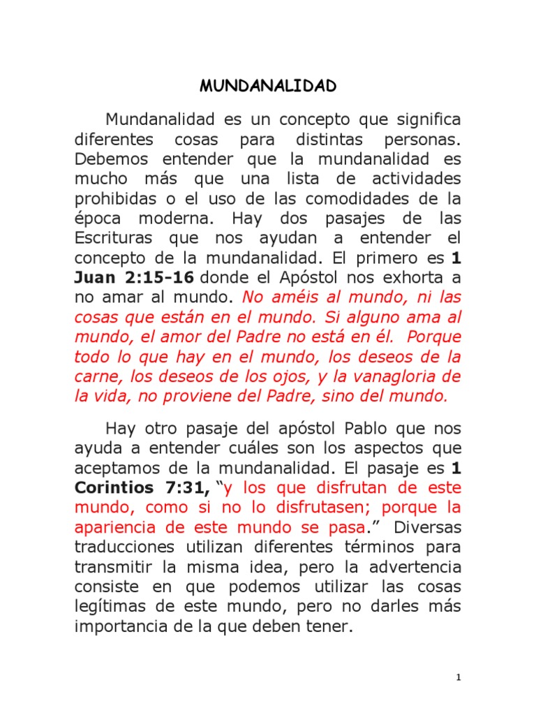 Mundanalidad Cap 20 | PDF | Pecado | Amor