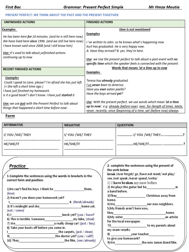Present Perfect PDF | PDF | Grammar | Linguistics