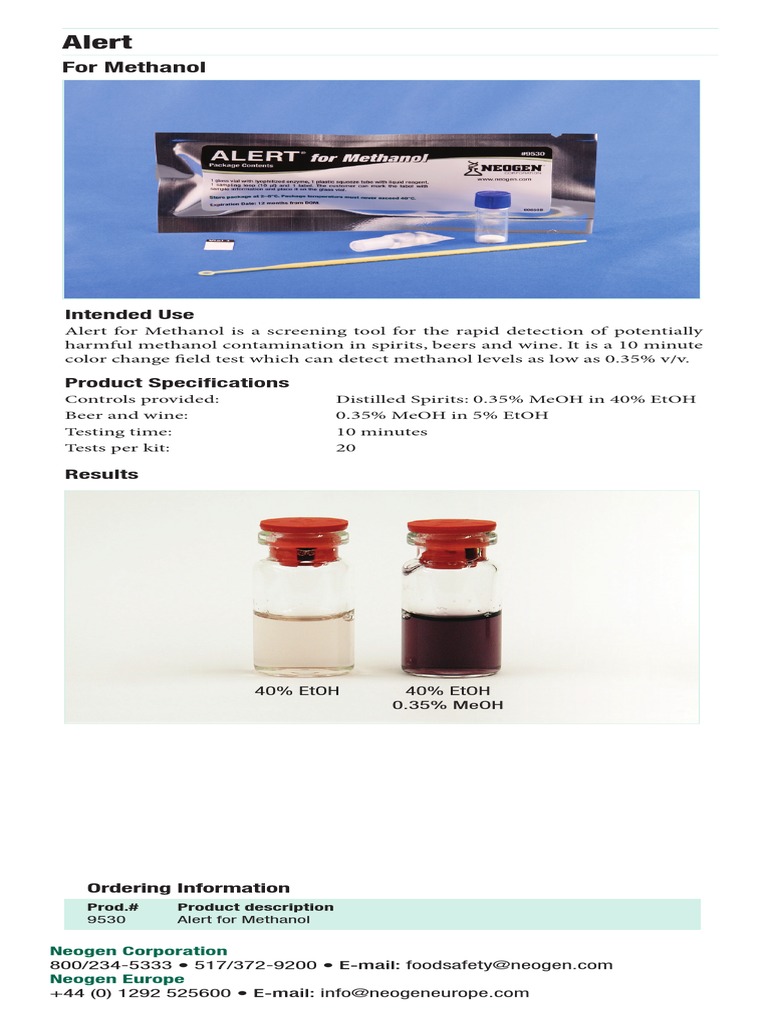Metanol - Alert Test Brochure | PDF | Science & Mathematics ...