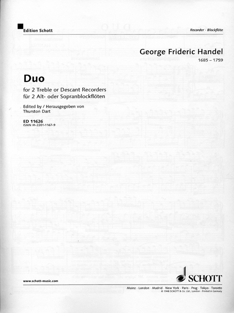 Haendel Duo Recorder Flauto Dolce PDF | PDF