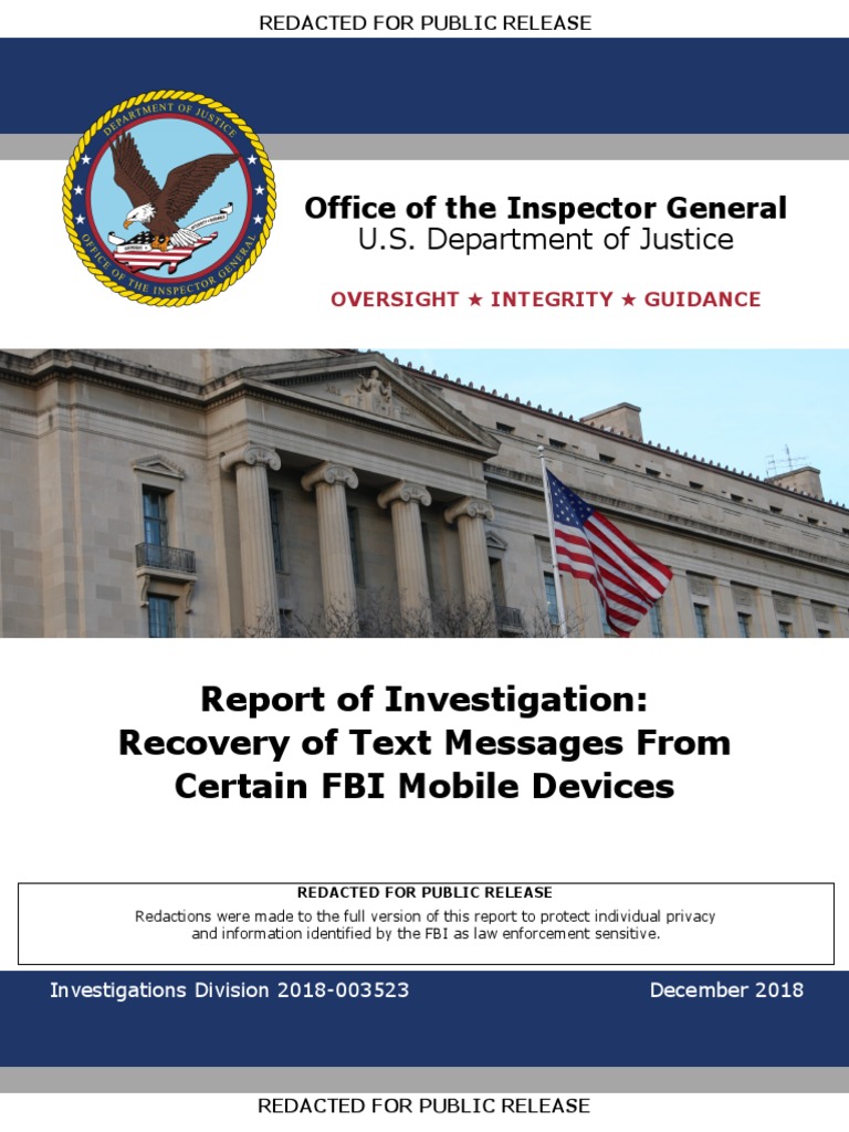 Doj Report Pdf Federal Bureau Of Investigation American Government