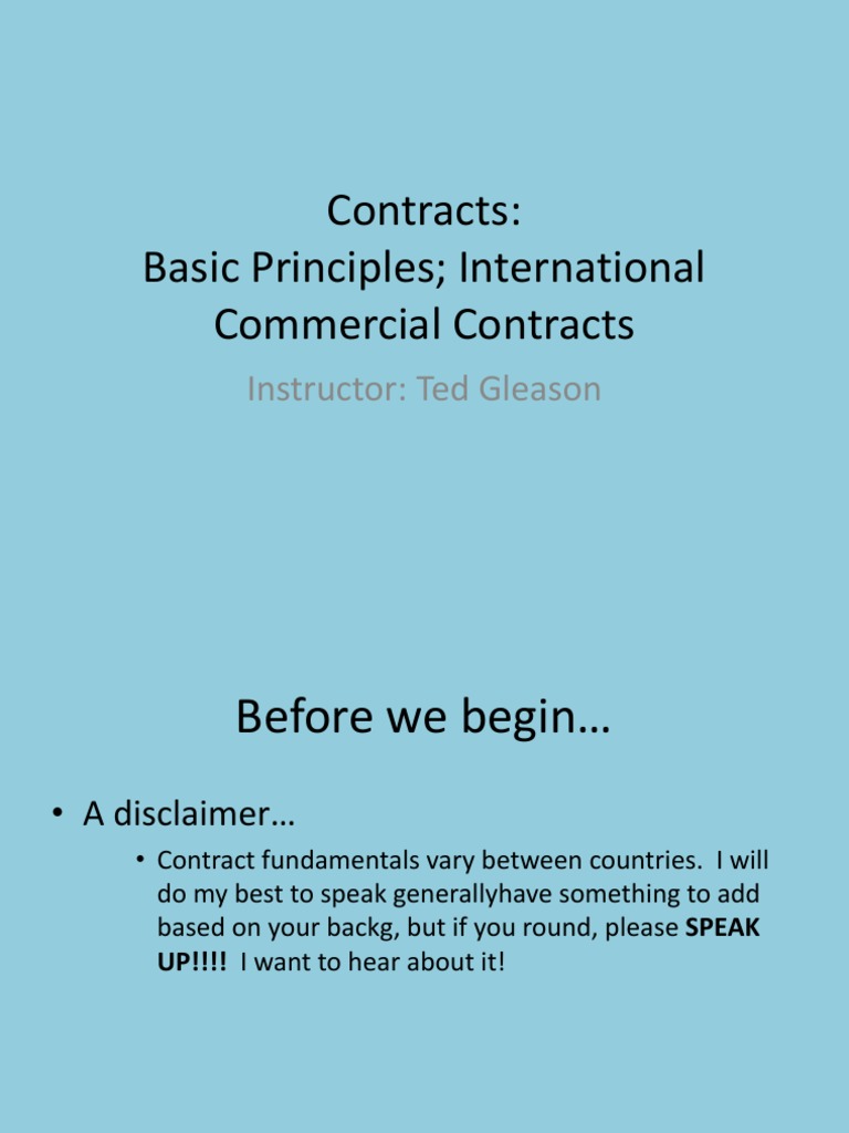 UNIDROIT Principles Slides - International Business Law | PDF | Breach ...