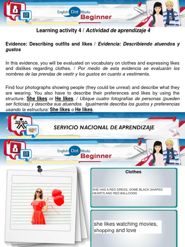 Outfit Descriptions and Preferences Activity | PDF | Clothing | Fashion
