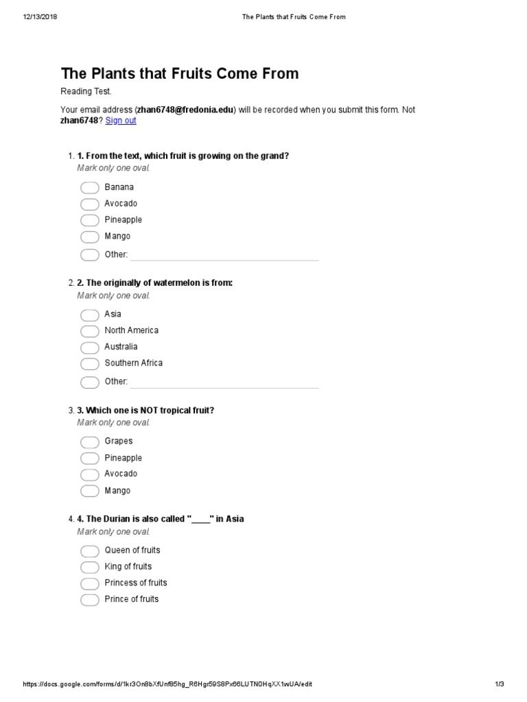 At Grade Level - Google Forms | PDF | Mango | Watermelon