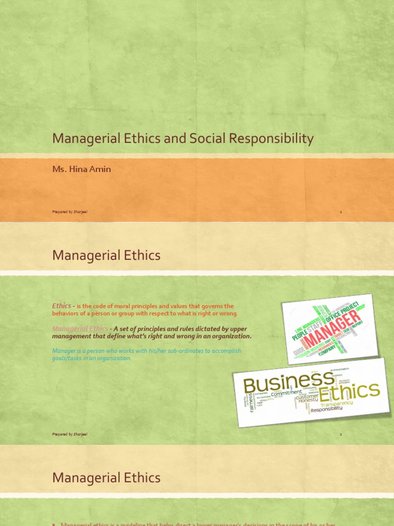 Managerial Ethics and Social Responsibility | PDF | Corporate Social ...