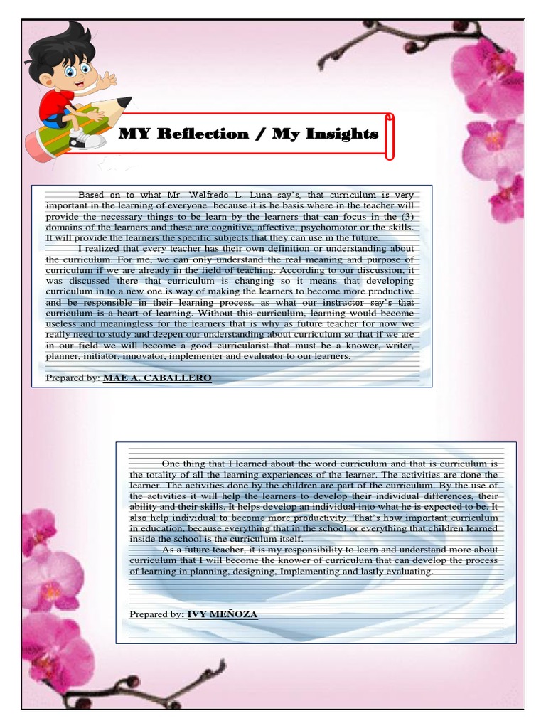 MY Reflection / My Insights | PDF | Curriculum | Applied Psychology