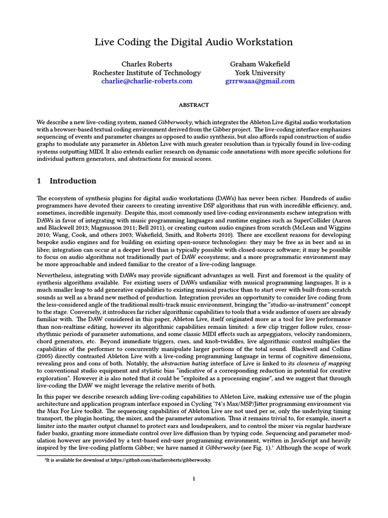 Iclc2016 Roberts Wakefield | PDF | Application Programming Interface | Synthesizer