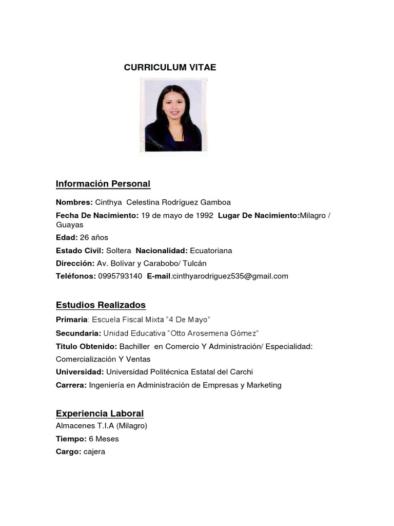 CV de Cinthya Rodríguez Gamboa | PDF