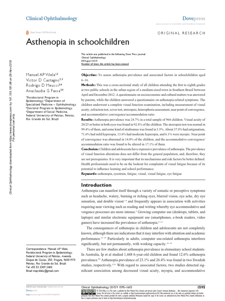 Asthenopía in Children | PDF | Visual Acuity | Confidence Interval