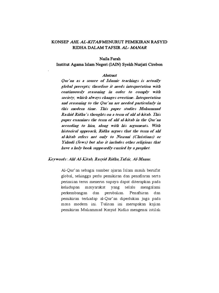 Ahlul Kitab - Rashid Ridha | PDF