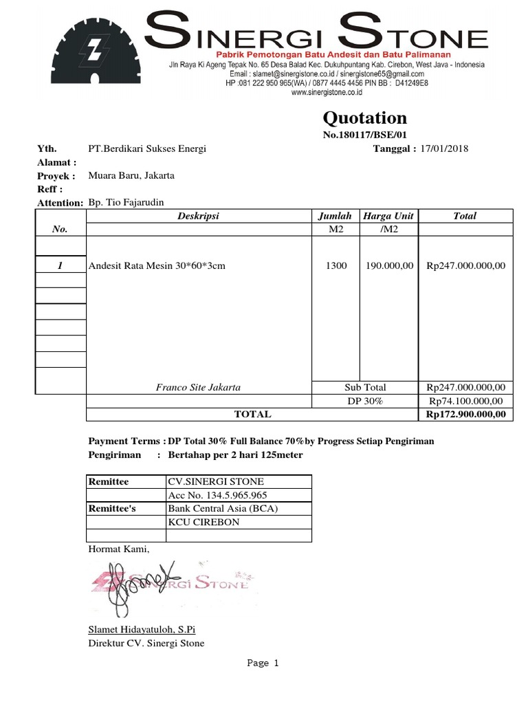 Penawaran Batu Alam | PDF