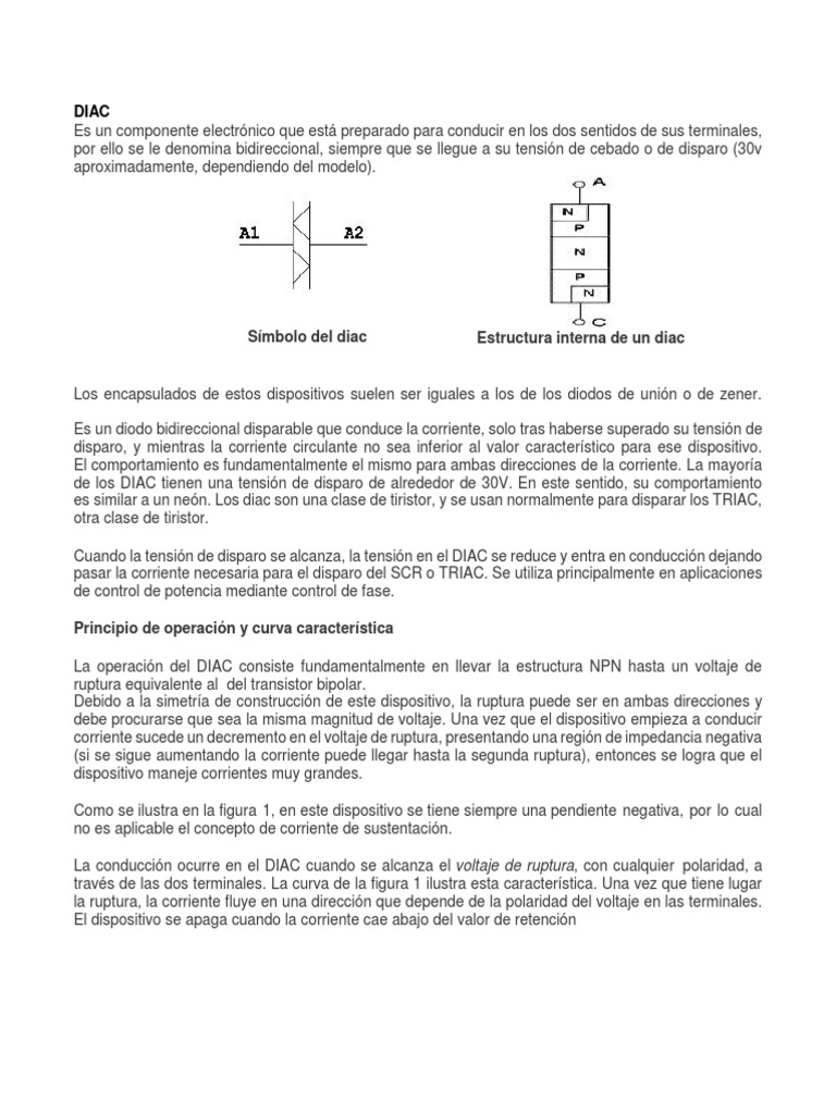 DIAC | PDF | Corriente eléctrica | Ingeniería Electrónica