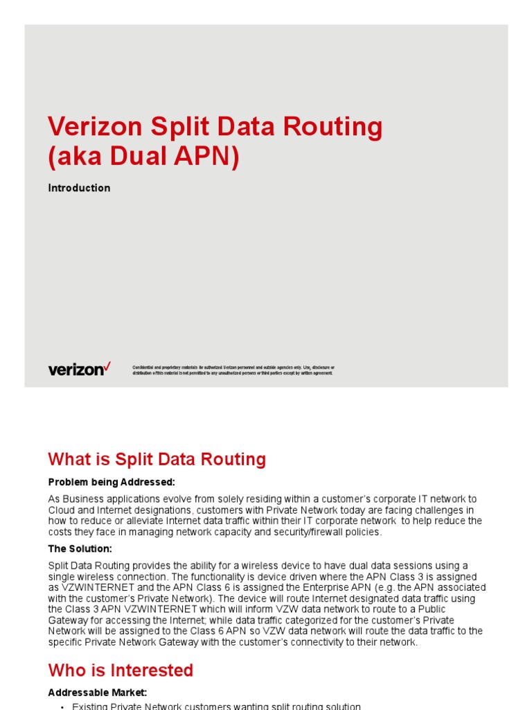 Verizon Split Data Routing Dual APN Overview | PDF | Verizon Wireless ...