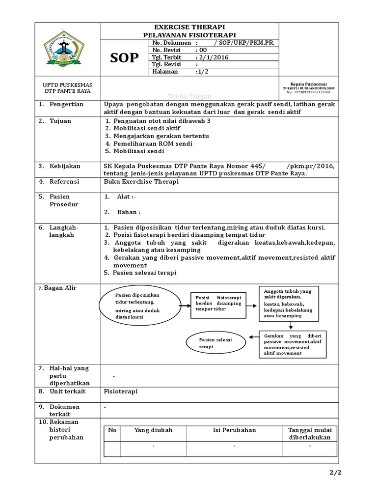 Sop Exercise Therapi | PDF