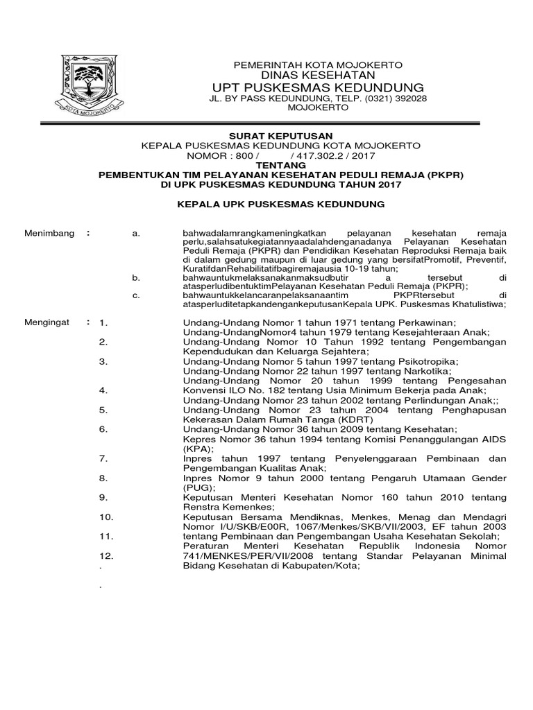 SK Tim PKPR 2018 | PDF