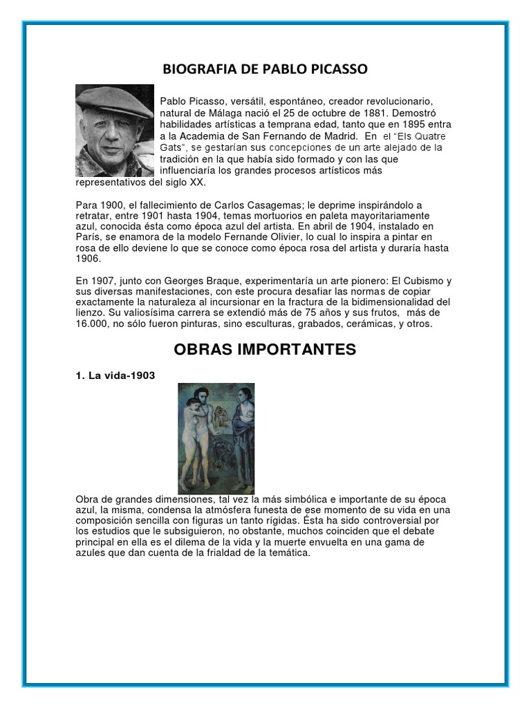 Biografia De Pablo Picasso Descargar Gratis Pdf Pablo Picasso Cubismo