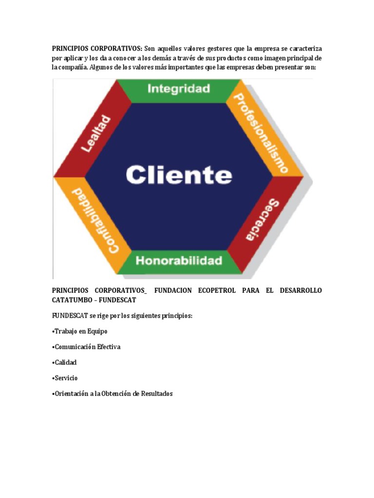 Principios Corporativos Pdf Sicología Economias
