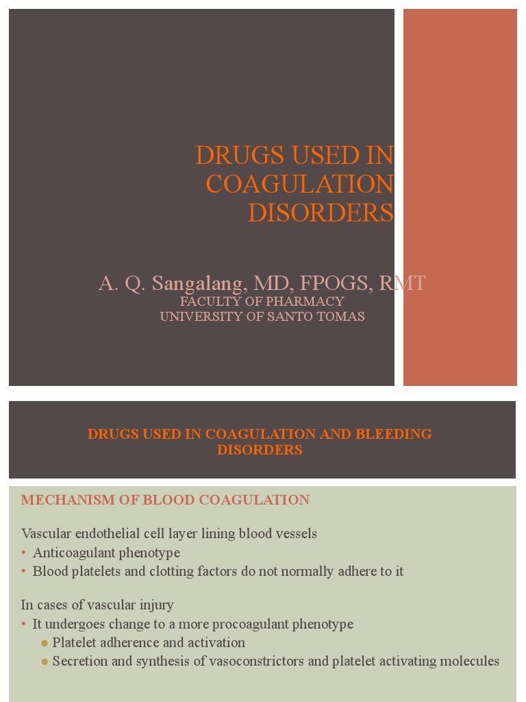 34 Drugs Used in Coagulation and Bleeding Disorders | PDF | Coagulation ...