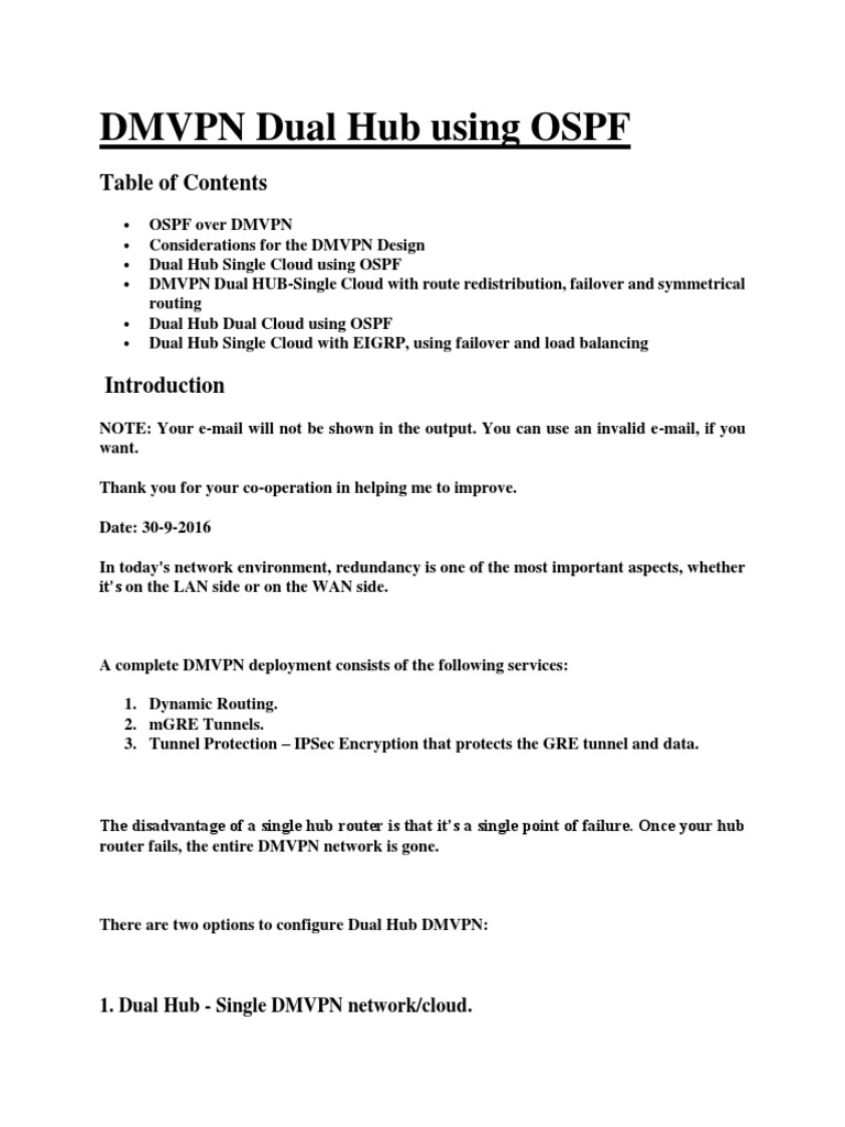 DMVPN Dual Hub Using Ospf | PDF | Network Layer Protocols | Networks