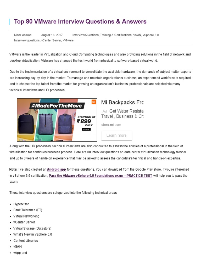 80 VMware Interview Questions & Answers - My Virtual Journey PDF | PDF ...