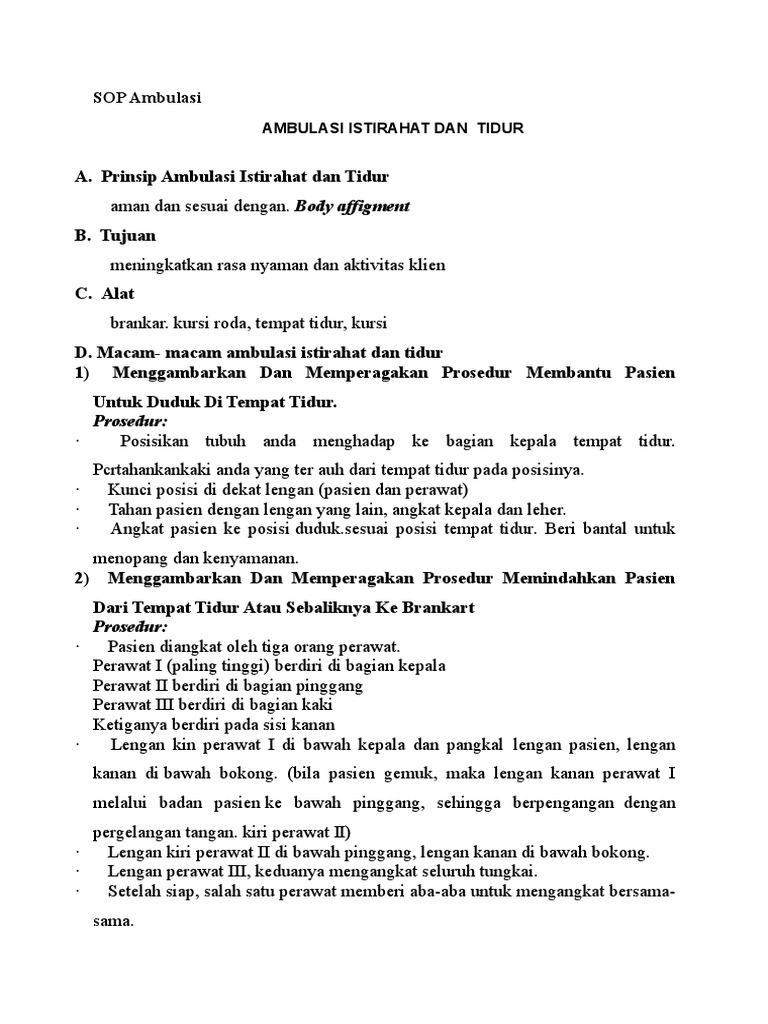 Sop Ambulasi | PDF
