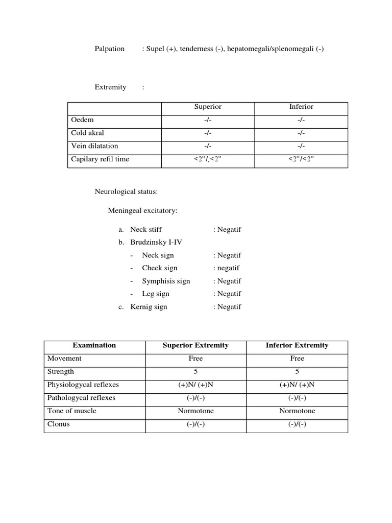 A Comprehensive Physical Examination Report Detailing the Neurological ...