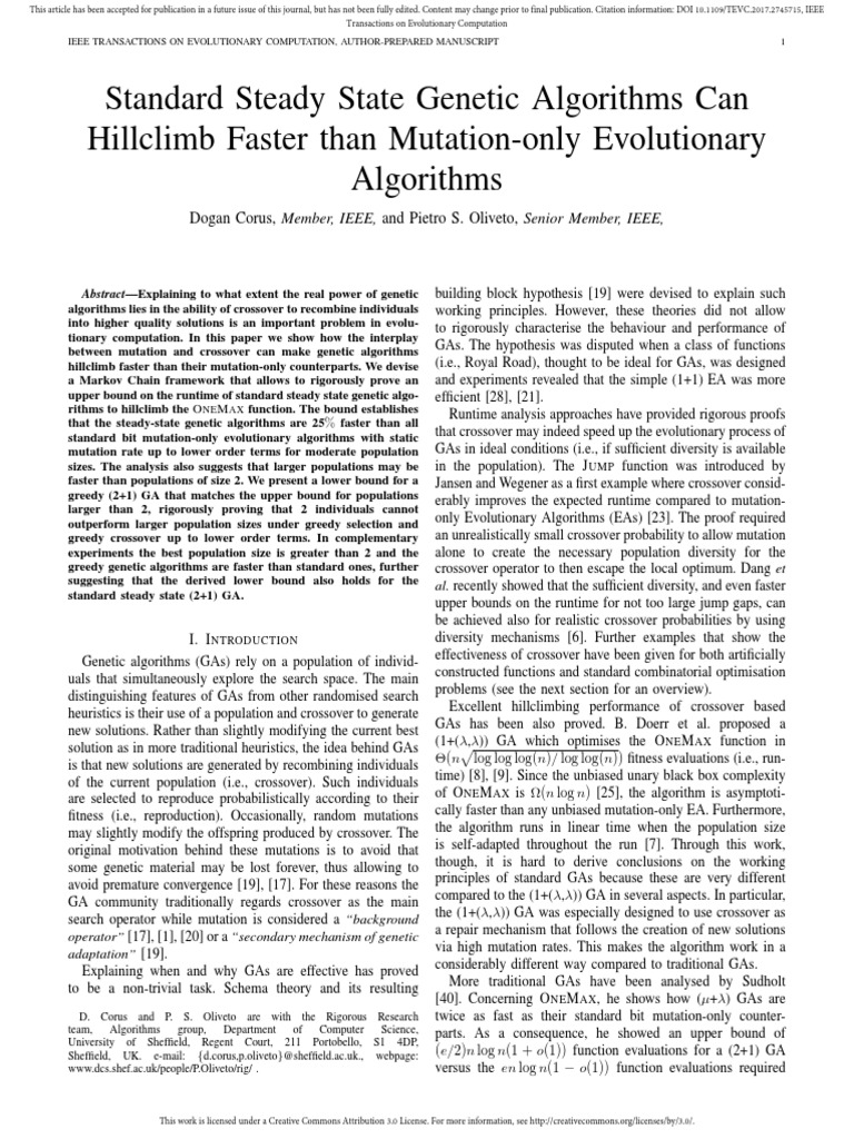 Standard Steady State Genetic Algorithms Can Hillclimb Faster Than ...