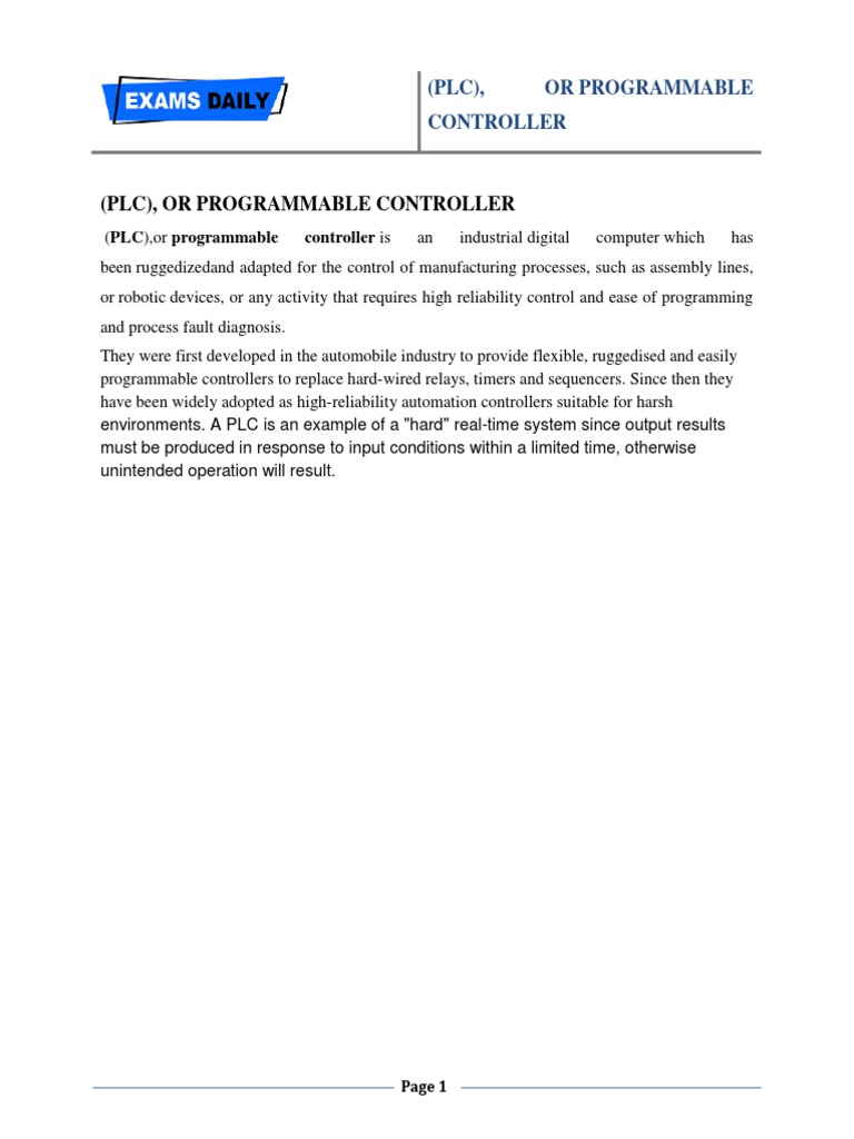 PLC Study Material | PDF