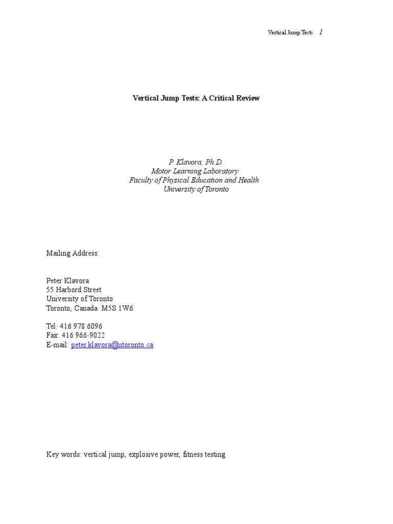 Vertical Jump Test Protocols Explained | PDF | Strength Training ...