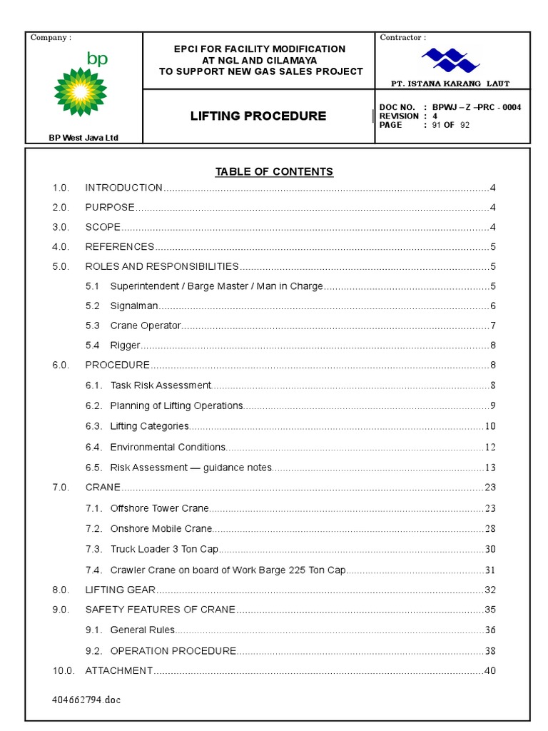 Lifting Procedure Rev.4 | PDF | Nature | Business