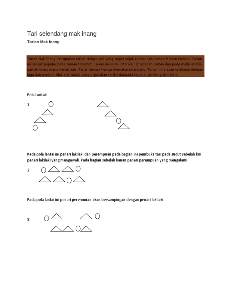 Pola Lantai Tari Selendang Mak Inang | PDF | Puisi | Klasik