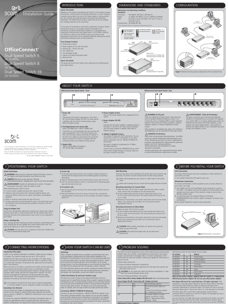 Manual 3com Dual Speed 3c16791a | PDF | Electrical Connector | Electricity