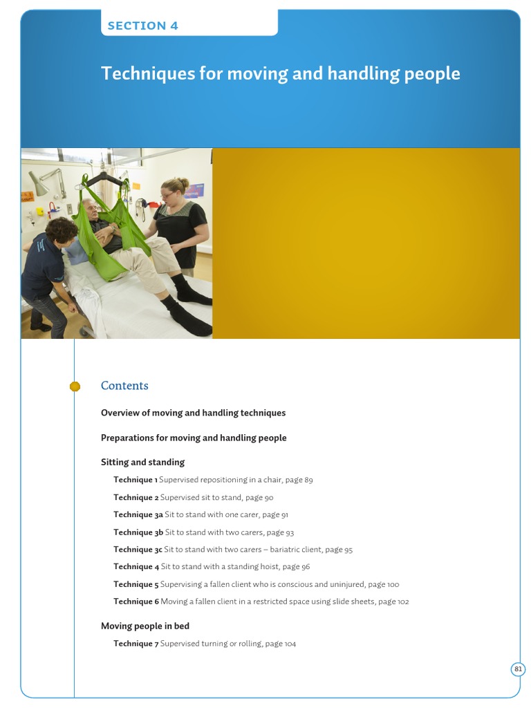 Moving and Handling Techniques for People | PDF | Chair | Anatomical ...