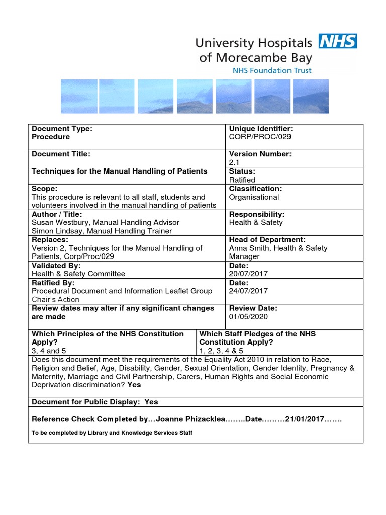 Techniques For The Manual Handling of Patients V2.1 | PDF | Chair ...