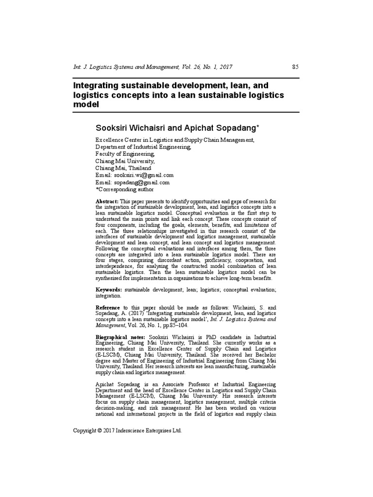 Integrating Sustainable Development, Lean, and Logistics Concepts Into ...