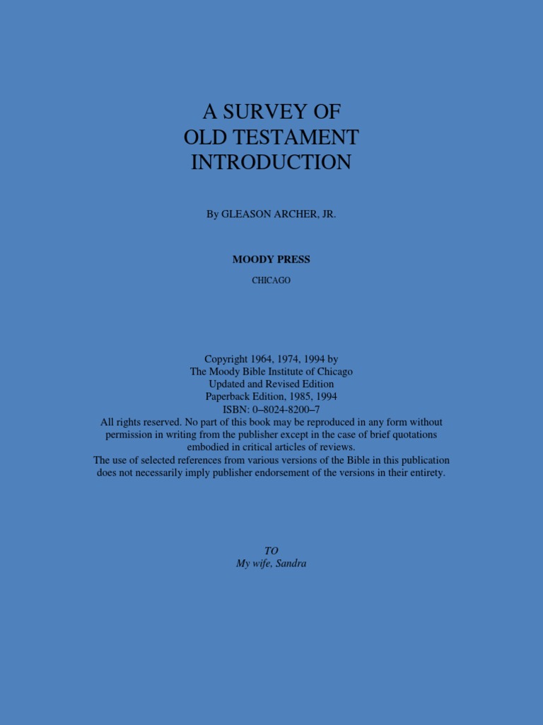 1B Gleason Leonard Archer, A Survey of Old Testament Introduction | PDF ...