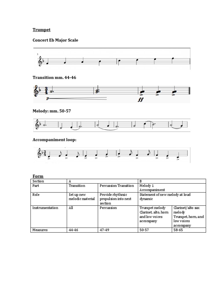 Trumpet Concert Eb Major Scale | PDF | Saxophone | Clarinet