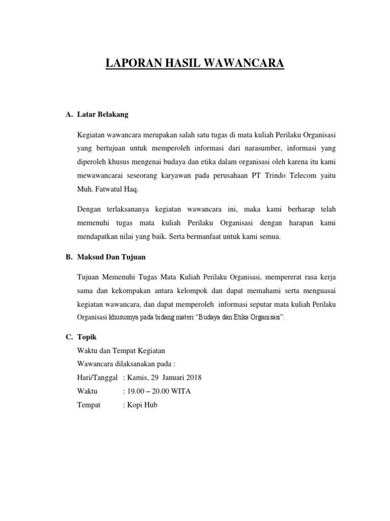 Laporan Hasil Wawancara | PDF